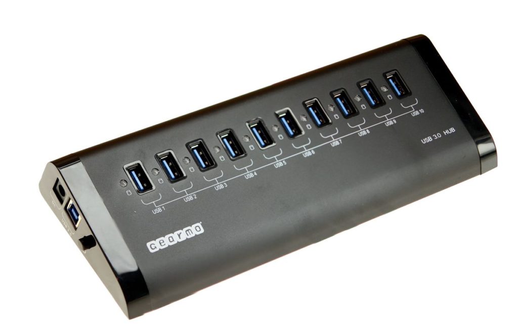 10 Port USB 3.0 Aluminum Desktop Hub with LED Activity