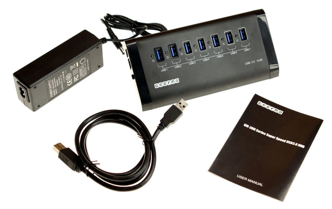 7 Port USB 3.0 Hub with LED Activity - Aluminum Body - Gearmo