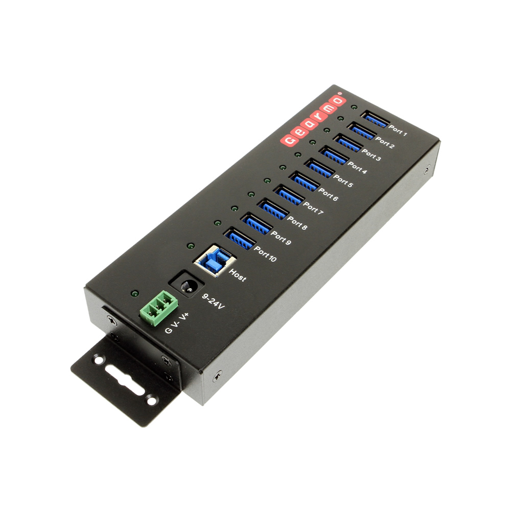 USB 3.0 10 Port Industrial Metal Hub w/15KV ESD Protection