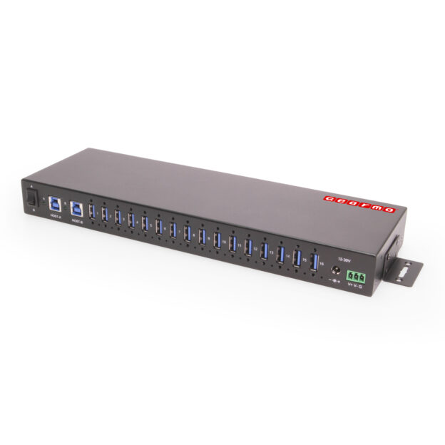 16-Port USB 3.2 Gen 1 Type-A Industrial Rack Mount Compatible Hub w ...