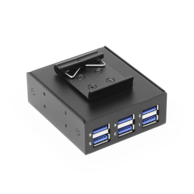 6-Port USB 3.2 Gen 1 Industrial Metal Hub w/15KV ESD Protection