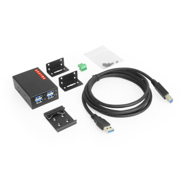 4-Port USB 3.2 Gen 1 Slim Industrial Metal Hub w/15KV ESD Protection